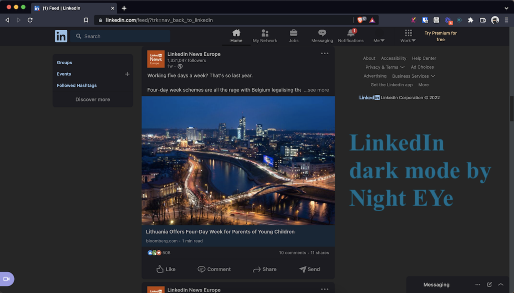 LinkedIn Dark Mode