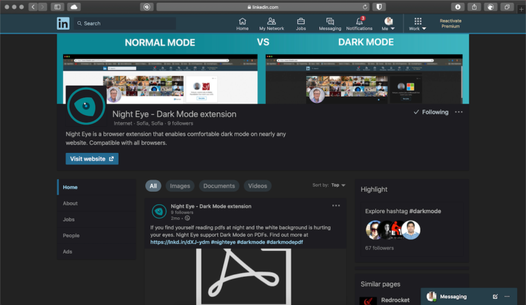 LinkedIn Dark Mode