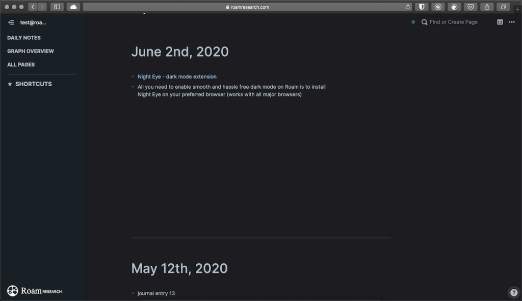 Roam Research Dark Mode [Thought Structure With Dark Theme]