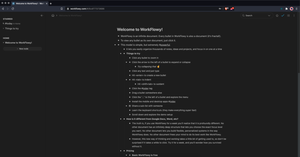 Workflowy Dark Mode [Do Your Best Work In The Dark]