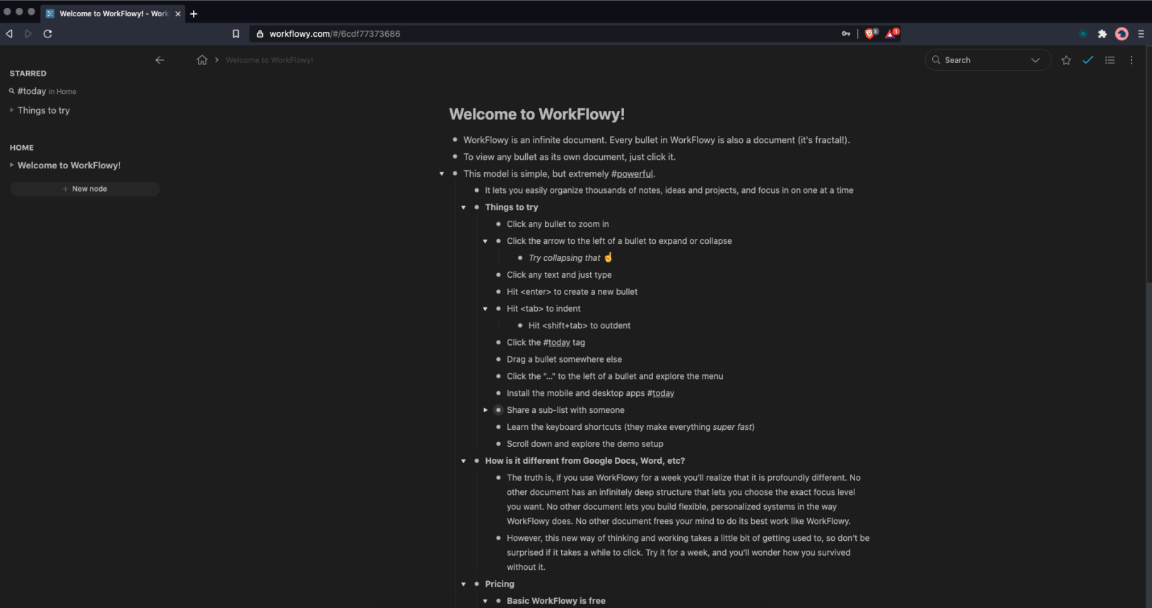 Workflowy Dark Mode [Do Your Best Work In The Dark]