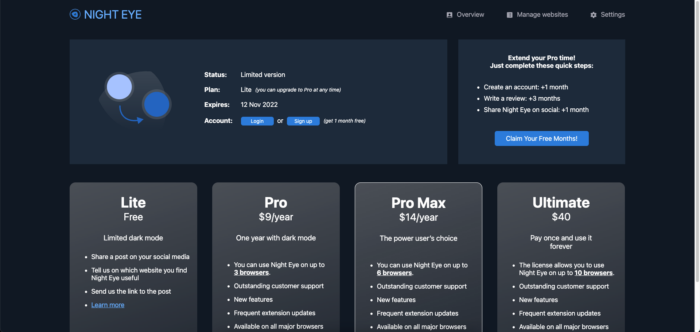 Night Eye Lite - Free Forever Dark Mode | Night Eye